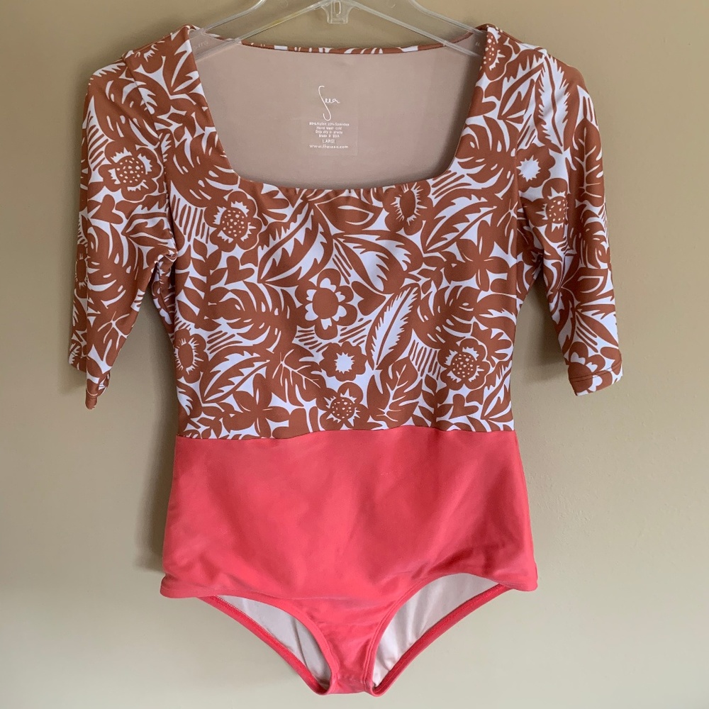 Seea Zuma One Piece Swim Surf Suit Floral Print - Gem